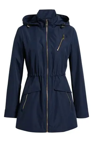 Michael Kors Zip-front Jacket With Removable Hood - Midnight