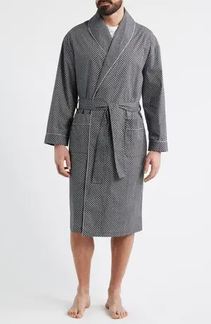 Majestic International Sanctuary Sateen Shawl Collar Cotton Robe - Black