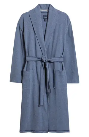Majestic International Coastal Heather Shawl Collar Cotton Robe - Heather Blue