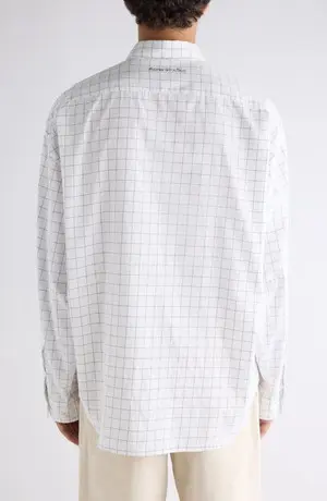 Acne Studios Setar Windowpane Plaid Brushed Cotton Button-up Shirt