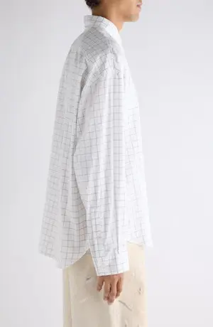 Acne Studios Setar Windowpane Plaid Brushed Cotton Button-up Shirt