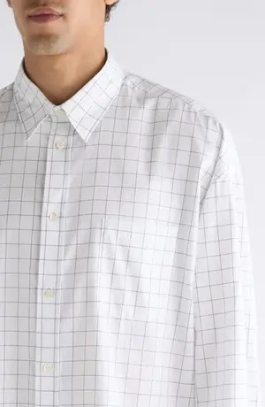 Acne Studios Setar Windowpane Plaid Brushed Cotton Button-up Shirt