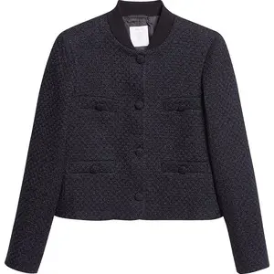Eleventy Bouclé Knit Bomber Jacket