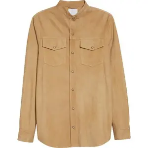 Eleventy Lambskin Suede Overshirt - Camel