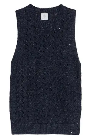 Eleventy Sequin Crewneck Sweater Vest