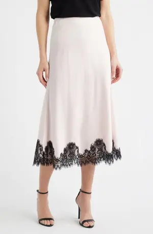 Anne Klein Lace Trim Midi Skirt