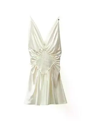 Versace Satin V-neck Mini Dress With Medusa Hardware