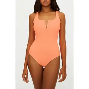Beach Riot Tropez V-wire Rib One-piece Swimsuit - Guava