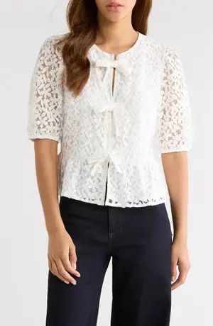 CECE DUPRAZ Lace Peplum Top