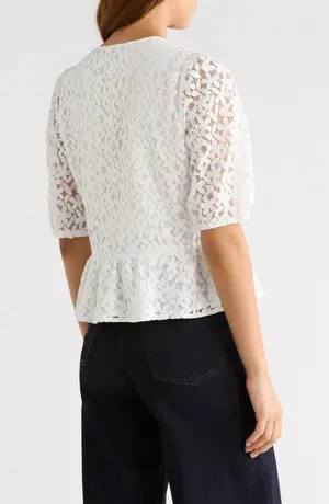 CECE DUPRAZ Lace Peplum Top