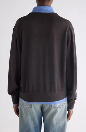 Acne Studios Layered Wool Polo Sweater - Brown/blue