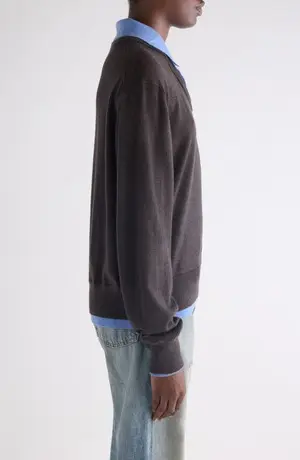 Acne Studios Layered Wool Polo Sweater - Brown/blue
