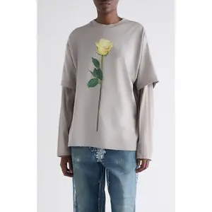 Acne Studios Layered Graphic Long-sleeve T-shirt - Light Grey