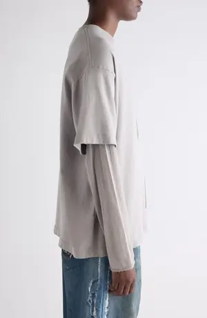 Acne Studios Layered Graphic Long-sleeve T-shirt - Light Grey