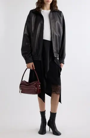 Acne Studios Lambskin Leather Blouson Jacket - Dark Brown