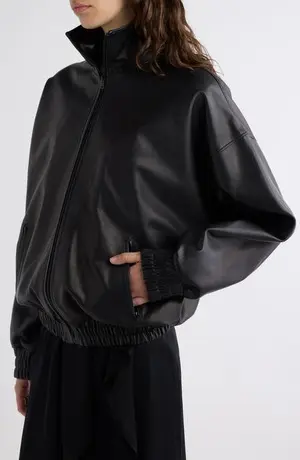 Acne Studios Lambskin Leather Blouson Jacket - Dark Brown