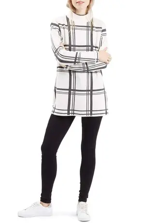 Topshop Jacquard Check Tunic Sweater