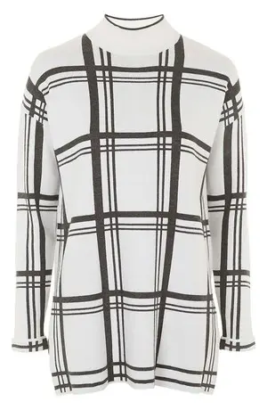 Topshop Jacquard Check Tunic Sweater