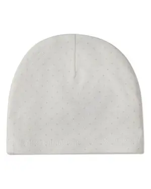 MINIMOI Put A Bow On It Cotton Polka Dot Knit Beanie - Blue