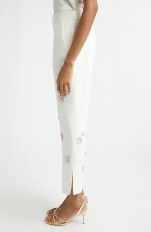 Cinq À Sept Kerry Crystal Studded Crop Pants - Ivory Multi