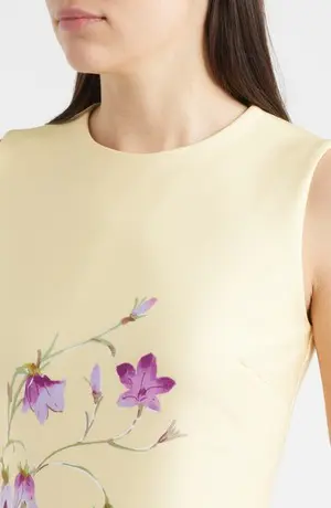 Anne Klein Floral Print Sleeveless Scuba Sheath Dress