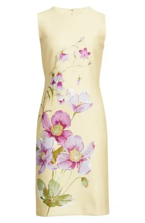 Anne Klein Floral Print Sleeveless Scuba Sheath Dress