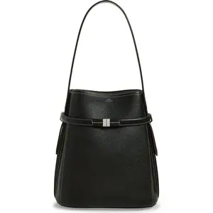 Black Grained Leather Bucket Bags