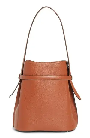 TOTEME Grained Leather Bucket Bag - Sienna