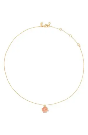 Kate Spade New York Golden Bloom Flower Pendant Necklace - Pink.