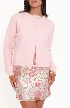 PETAL & PUP Floral Jacquard Cardigan - Pink
