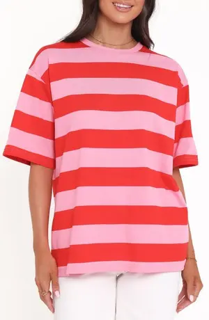 PETAL & PUP Zestora Stripe T-shirt - Red Pink Stripe