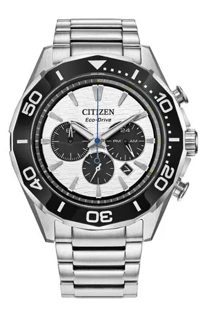Citizen Endeavor Eco-drive Chronograph Bracelet Watch - Black/silver-tone