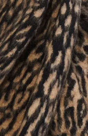 Saint Laurent Leopard Print Mohair & Wool Blend Scarf - Beige/black
