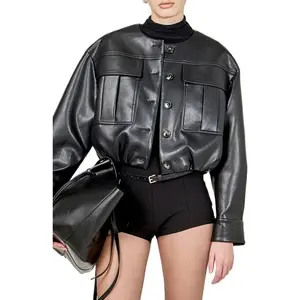 Endless Rose Faux Leather Bomber Jacket