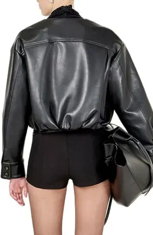 Endless Rose Faux Leather Bomber Jacket