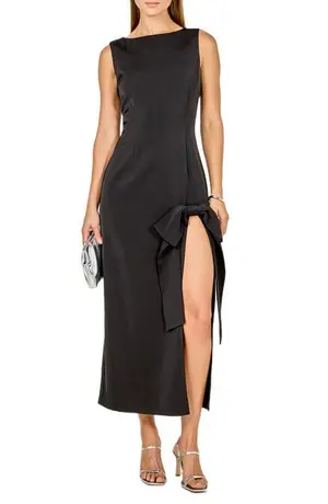 Endless Rose Sleeveless Bow Slit Column Dress