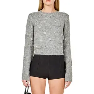 Endless Rose Bead Embellished Crewneck Sweater