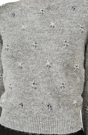 Endless Rose Bead Embellished Crewneck Sweater