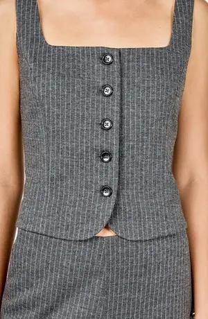 Endless Rose Pinstripe Knit Fitted Vest