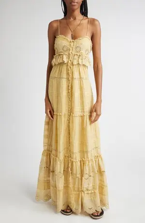 Isabel Marant Étoile Paule Embroidered Maxi Dress - Light Ochre