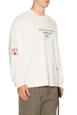 SONG FOR THE MUTE Scribble Oversized Crew Neck Pullover In White
