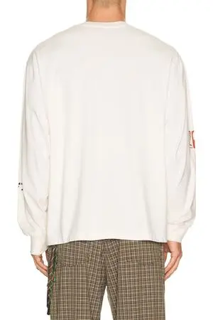 SONG FOR THE MUTE Scribble Oversized Crew Neck Pullover In White