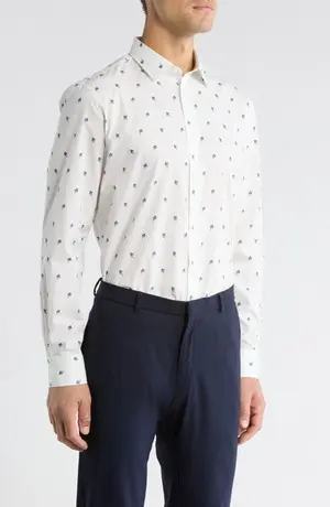 Paul Smith Tailored Fit Floral Organic Cotton Dress Shirt - White