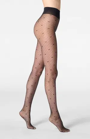 Oroblu Graceful Bow Sheer Tights - Black