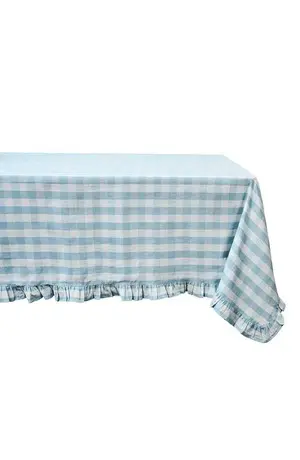 JULISKA Gingham Ruffle Cotton & Linen Tablecloth - Ocean