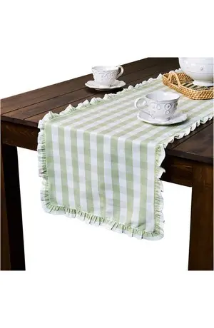 JULISKA Gingham Ruffle Cotton & Linen Table Runner
