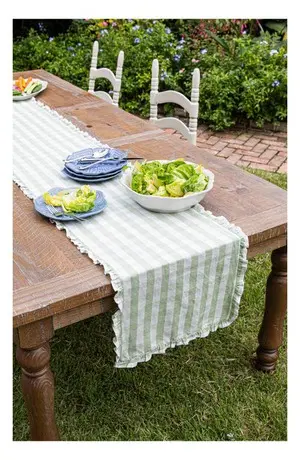 JULISKA Gingham Ruffle Cotton & Linen Table Runner
