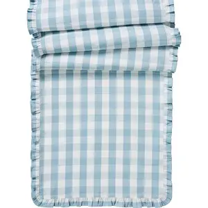 JULISKA Gingham Ruffle Cotton & Linen Table Runner - Ocean