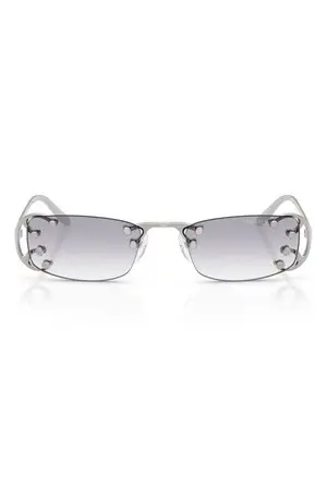 Prada 52mm Gradient Rectangular Sunglasses - Argento Nouveau/clear Grey