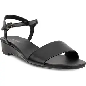 Ecco Astrid Ankle Strap Wedge Sandal - Black